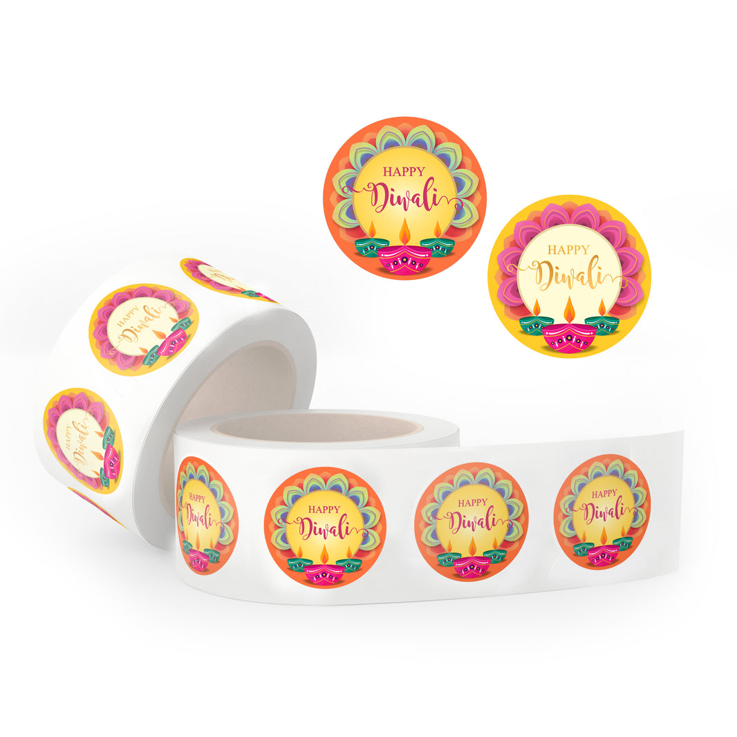 Happy Diwali Stickers for Gifts, Crafts, and Favors