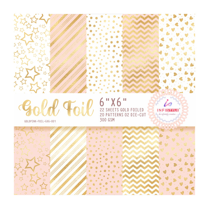 Pink Gold Foil Paper Pattern 22 Sheets 2 Die Cut Elements 300 Gsm ...